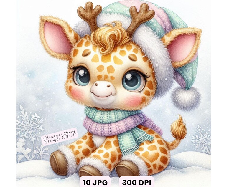 Christmas Holiday Animal Clipart, Cute Christmas Baby Giraffe Clipart ...