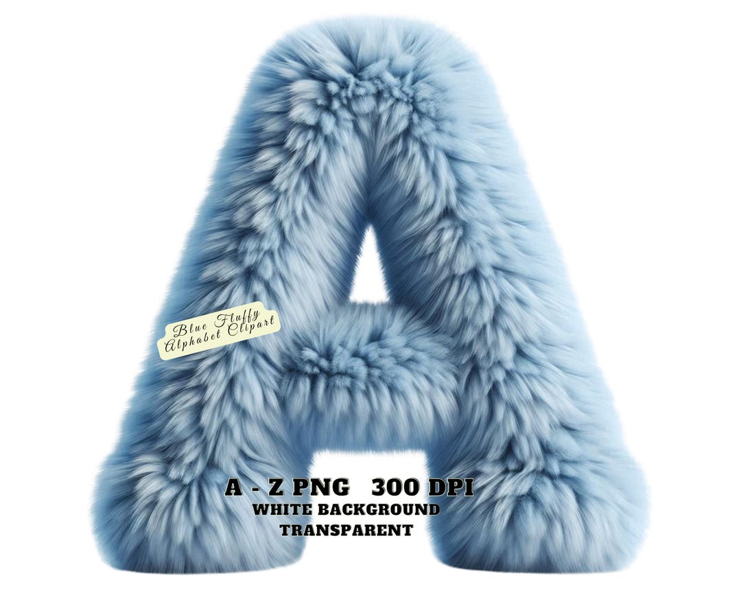 Blue Fluffy Alphabet Clipart, Blue Fur Letters PNG, Soft Furry Font PNG ...
