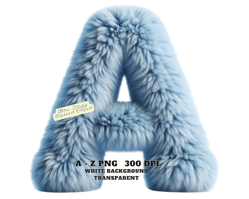 Blue Fluffy Alphabet Clipart, Blue Fur Letters PNG, Soft Furry Font PNG ...