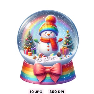 Rainbow Christmas Winter Globe Clipart, Magical Rainbow Winter Globe ...