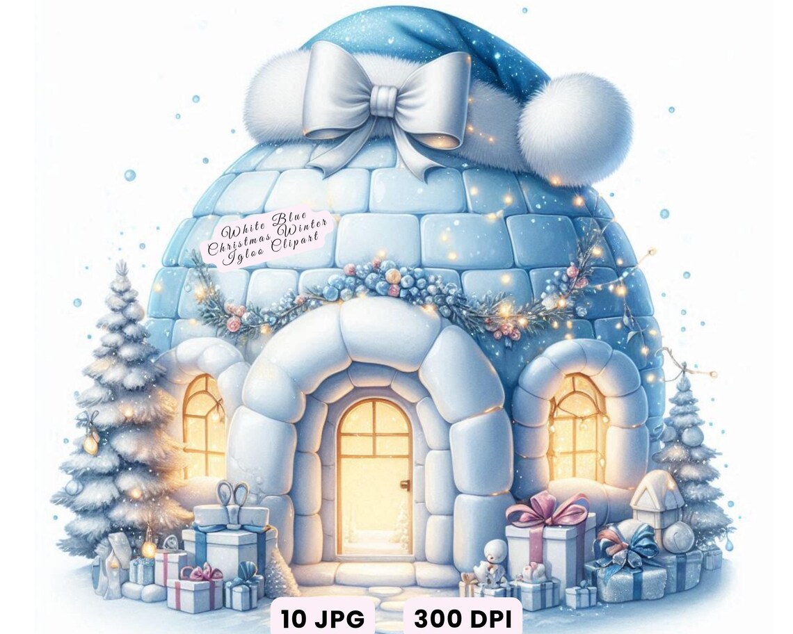 Winter House Clipart, Christmas House Clipart, 10 Whimsical Igloo ...