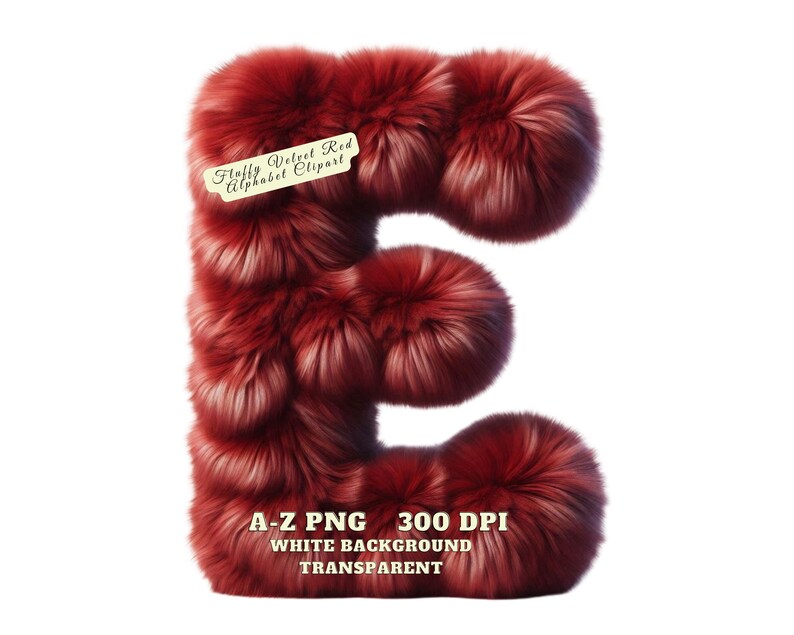 Alphabet Clipart, Fluffy Furry Alphabet PNG, Fluffy Velvet Red Alphabet ...