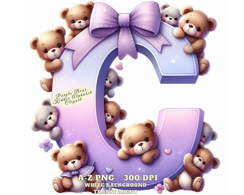 Alfabet clipart, Kiddie-letters png, paarse beer Kiddie alfabet clipart ...