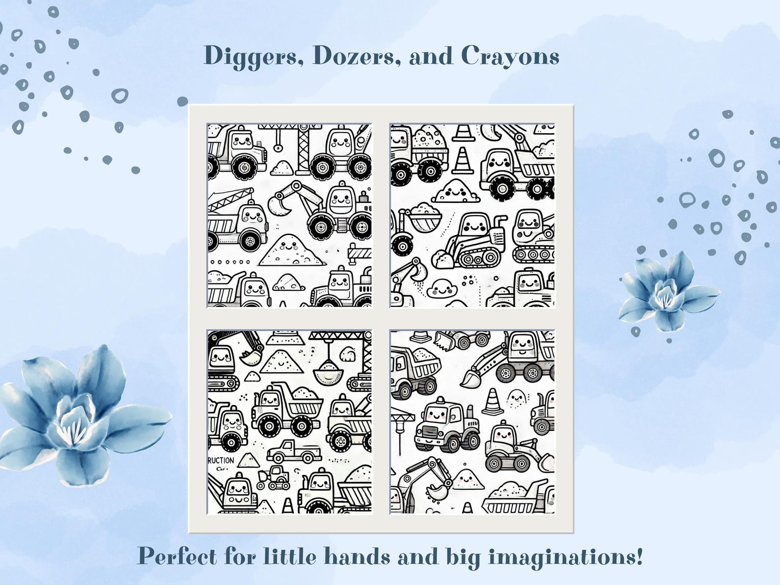 Construction Vehicles Coloring Pages for Toddlers, Bulldozers, Dump ...