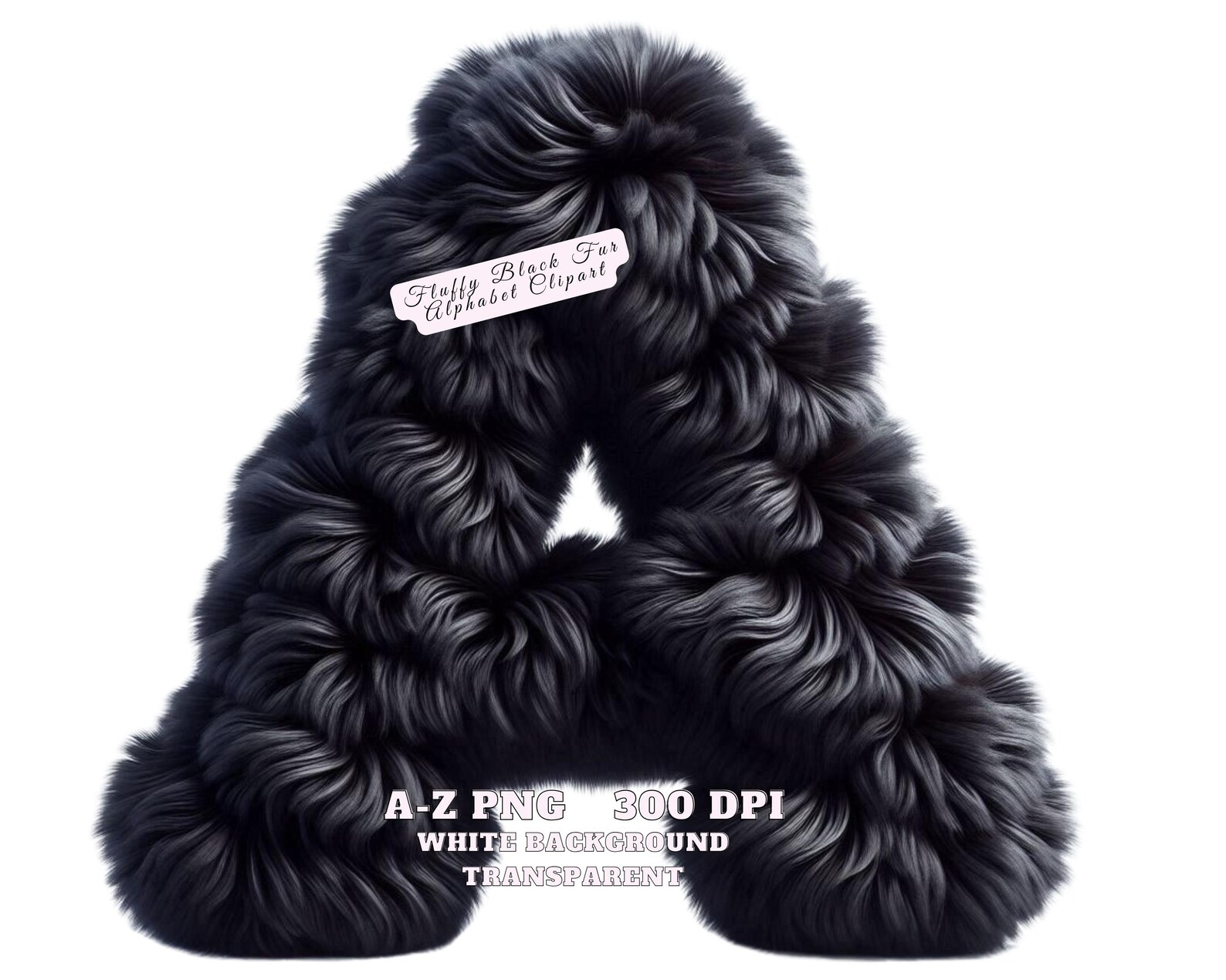 Black Fluffy Alphabet Clipart, Black Fur Letters PNG, Soft Furry Font ...