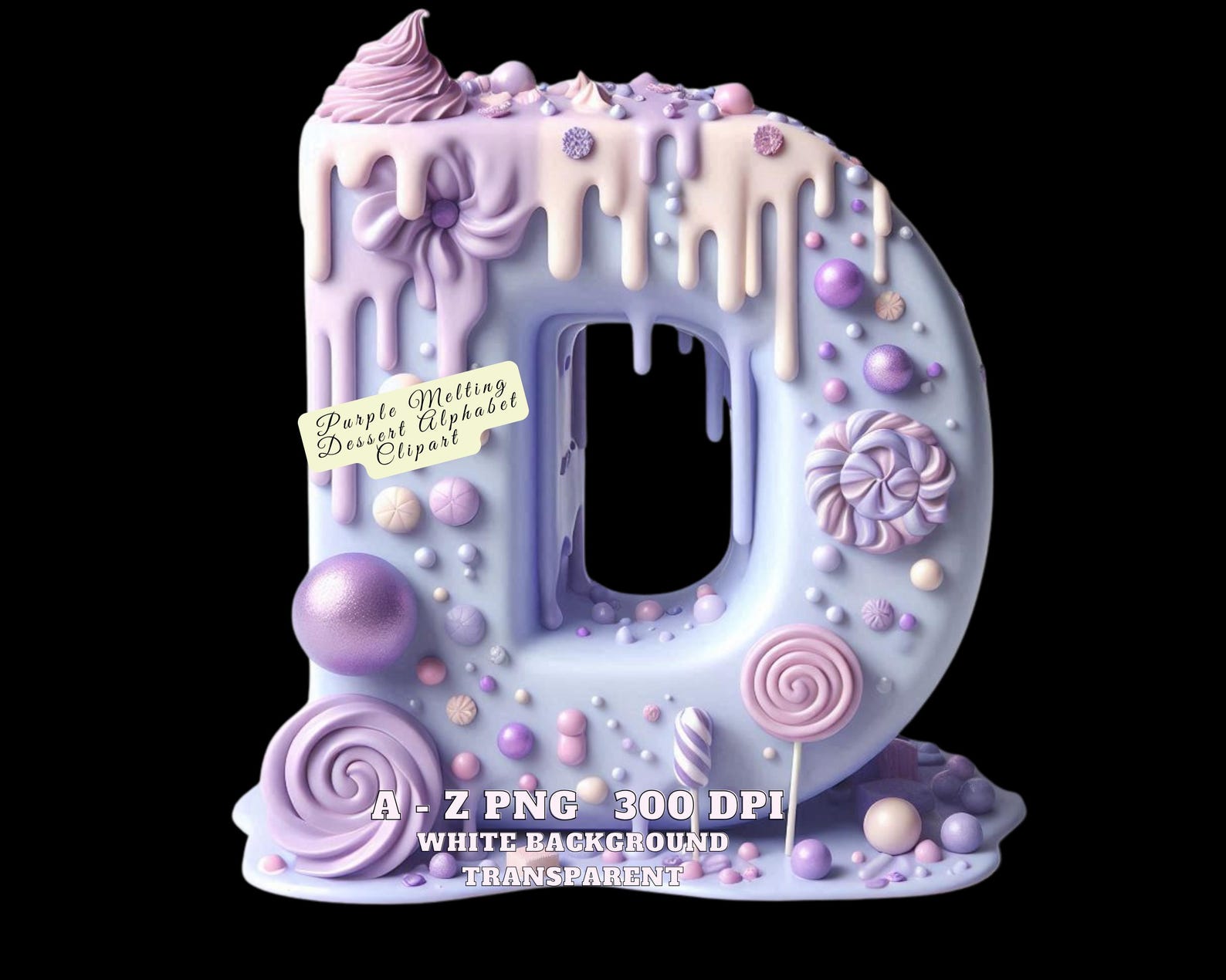 Alphabet Clipart, Purple Melting Dessert Alphabet Clipart, Melting ...