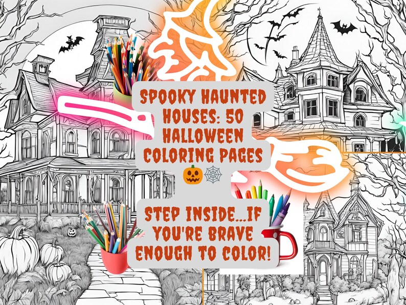 50 Haunted House Coloring Pages for Adults Haunted House Coloring Sheet ...