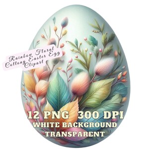 Rainbow Easter Egg Clipart, 12 Bundle of Rainbow Floral Cottony Easter ...