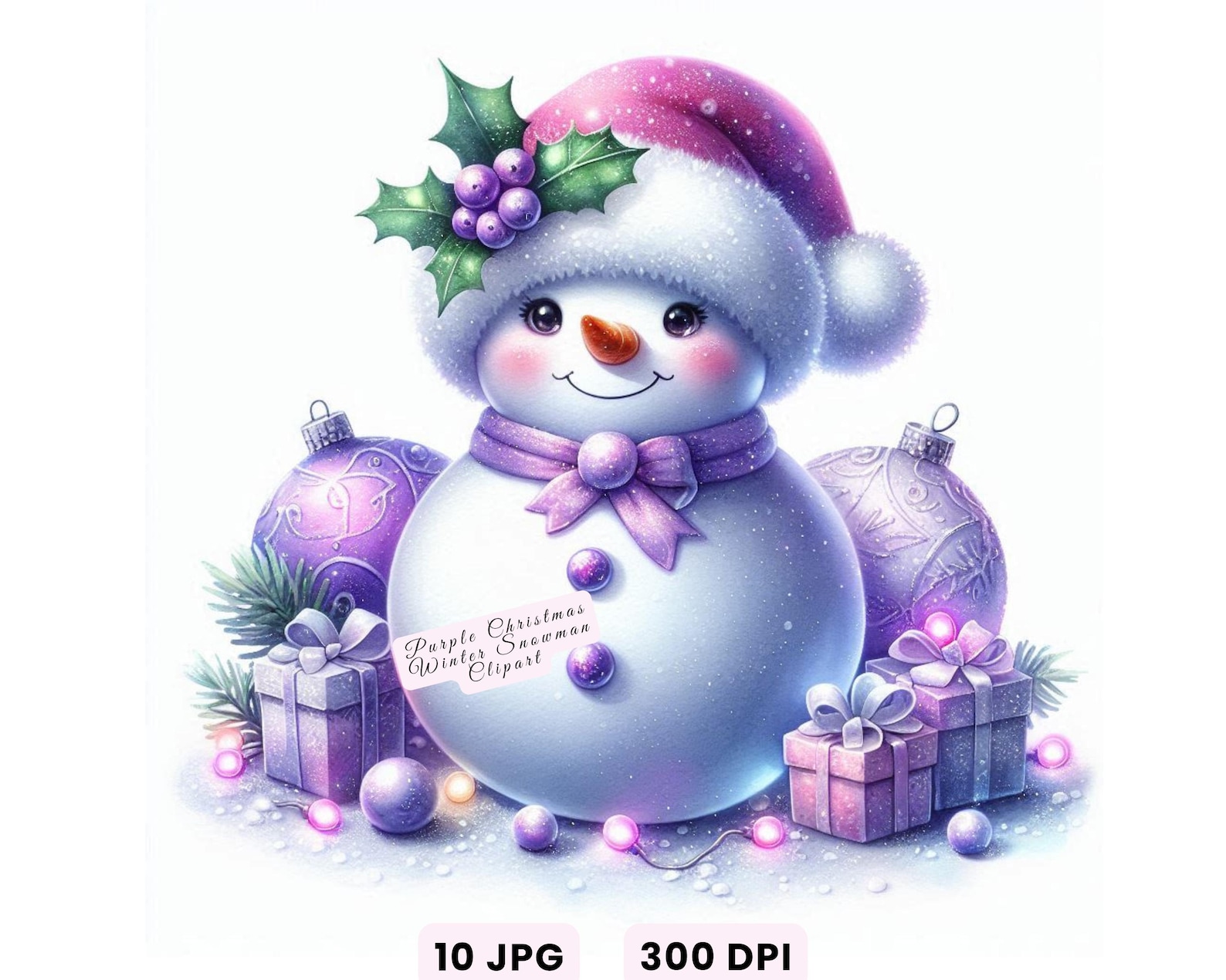 Snowman Clipart, Snowman Christmas Clipart, Purple Winter Animal ...