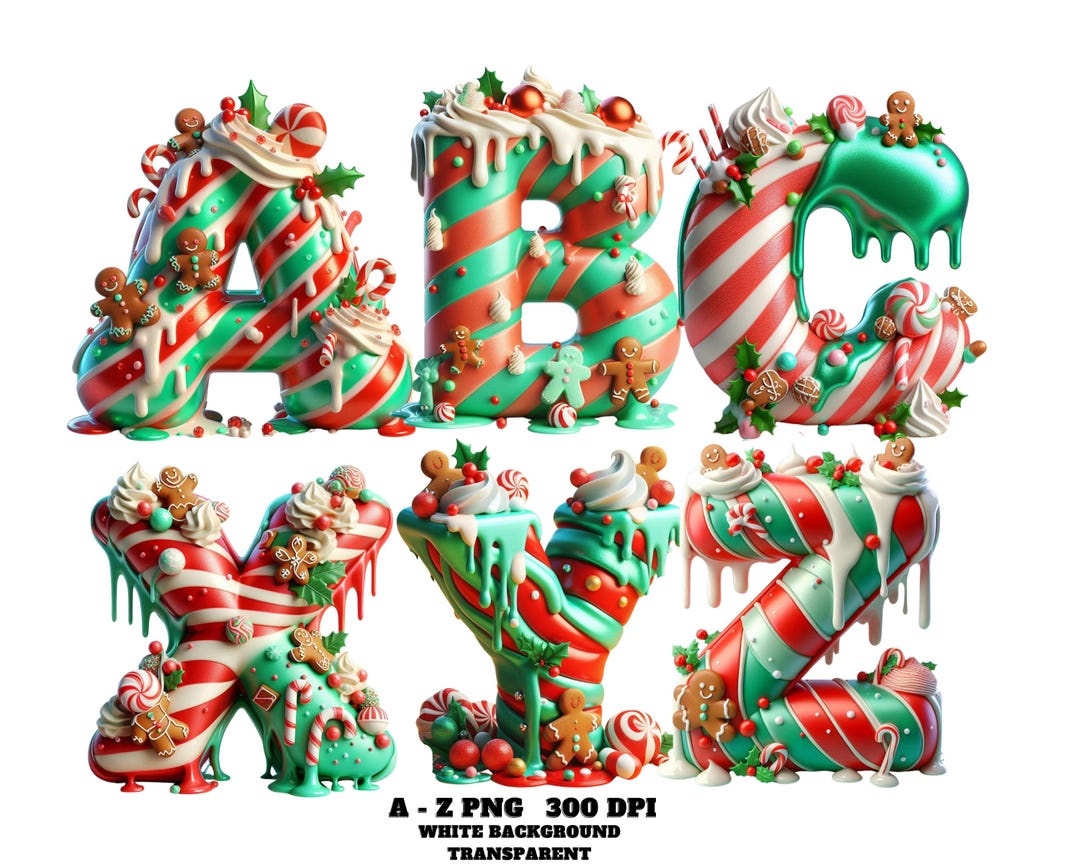Alphabet Clipart, Christmas Letters PNG, Christmas Gingerbread Dessert ...