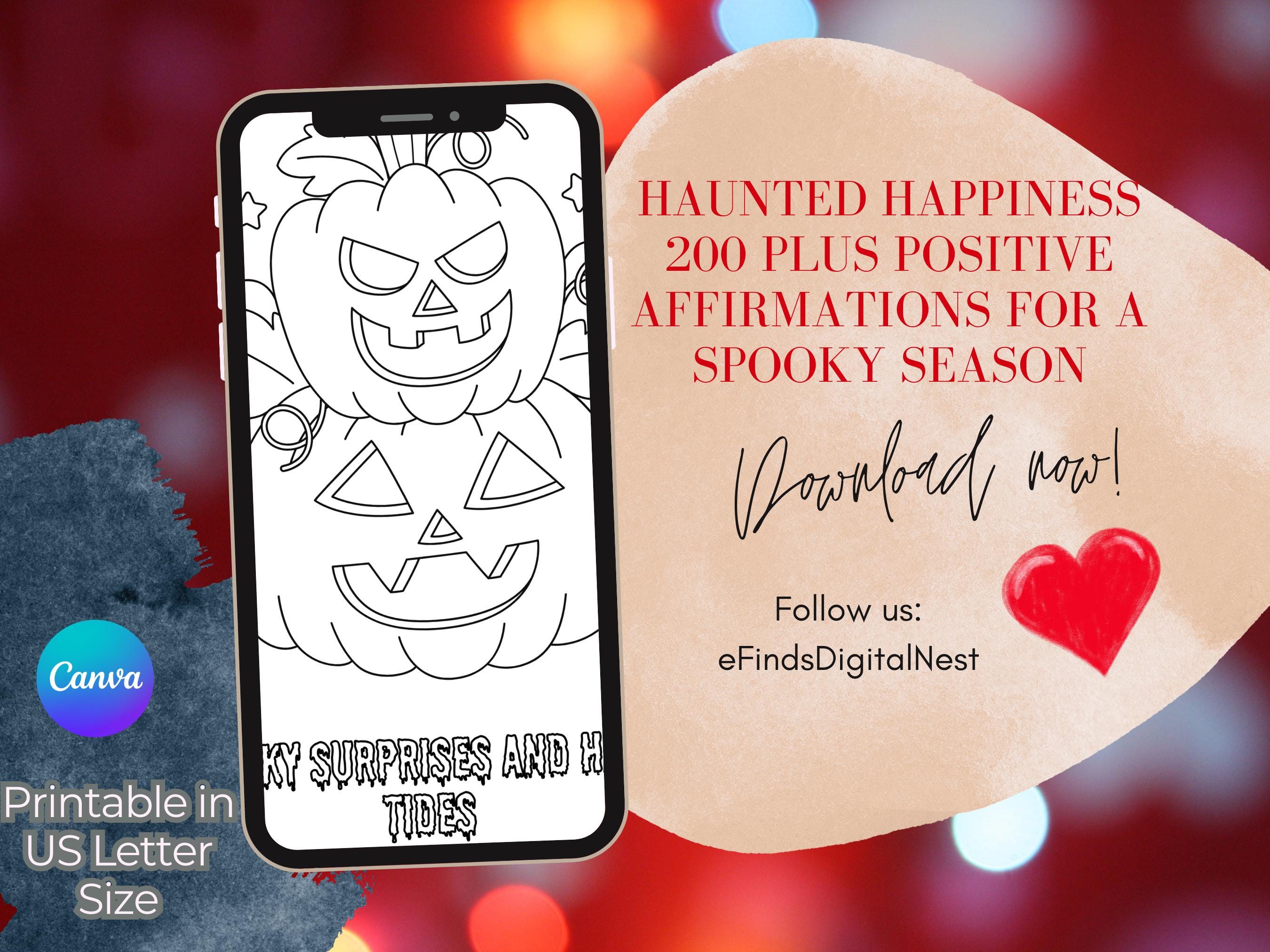 Halloween Coloring Sheets With Spooky Positive Affirmations Adult ...
