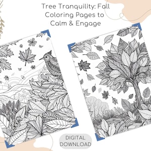 50 Autumn Leaves & Trees Coloring Pages for Neurodiverse for All Ages ...