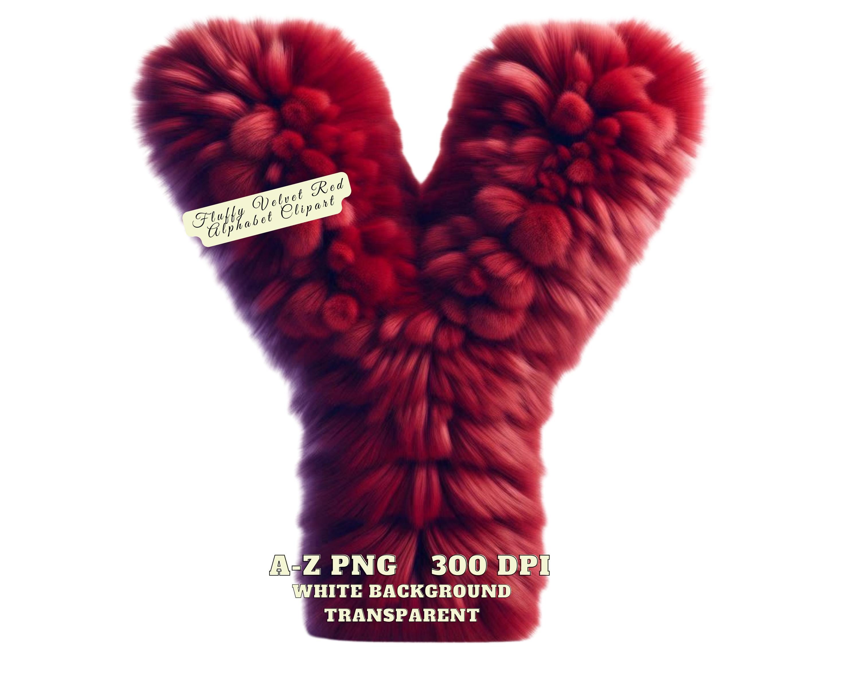 Alphabet Clipart, Fluffy Furry Alphabet PNG, Fluffy Velvet Red Alphabet ...