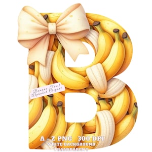Banana Alphabet Clipart, Banana Letters PNG SVG Clipart Bundle, Banana ...
