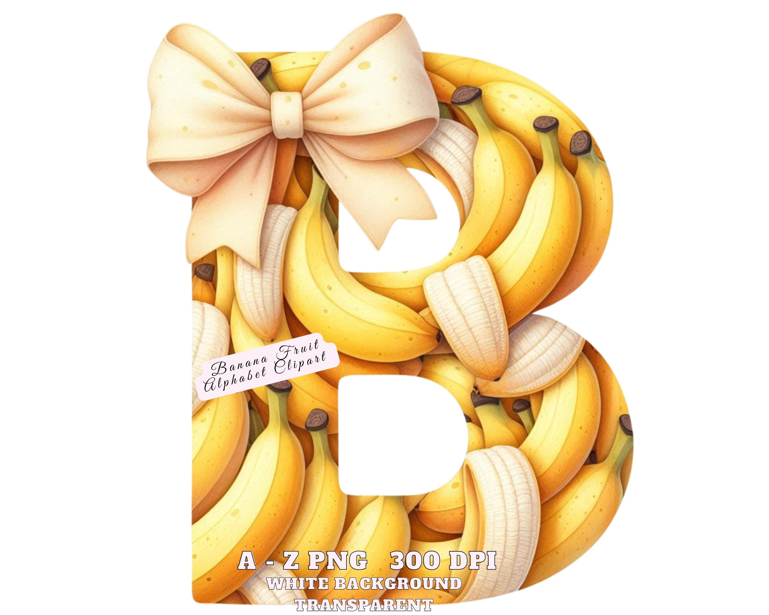 Banana Alphabet Clipart, Banana Letters PNG SVG Clipart Bundle, Banana ...