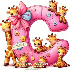 Alphabet Clipart, Kiddie Animal Alphabet Clip Art, Pink Giraffe ...