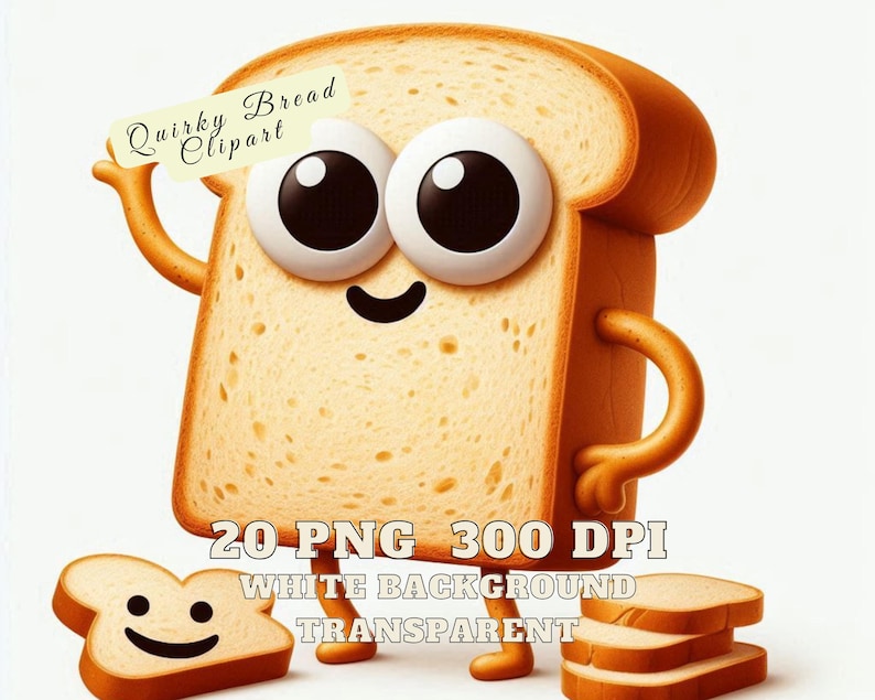 Quirky Bread Clipart, Funny Bread Images, Quirky Loaf PNG, Cute Bread ...