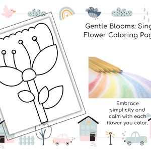 99 Loose Single Flower Coloring Pages for Neurodiversity, Single Flower ...