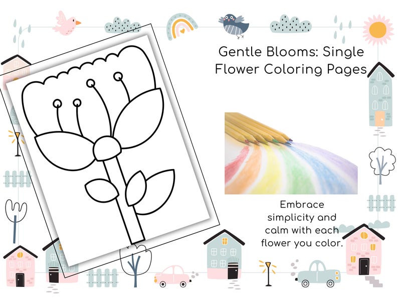 99 Loose Single Flower Coloring Pages for Neurodiversity, Single Flower ...