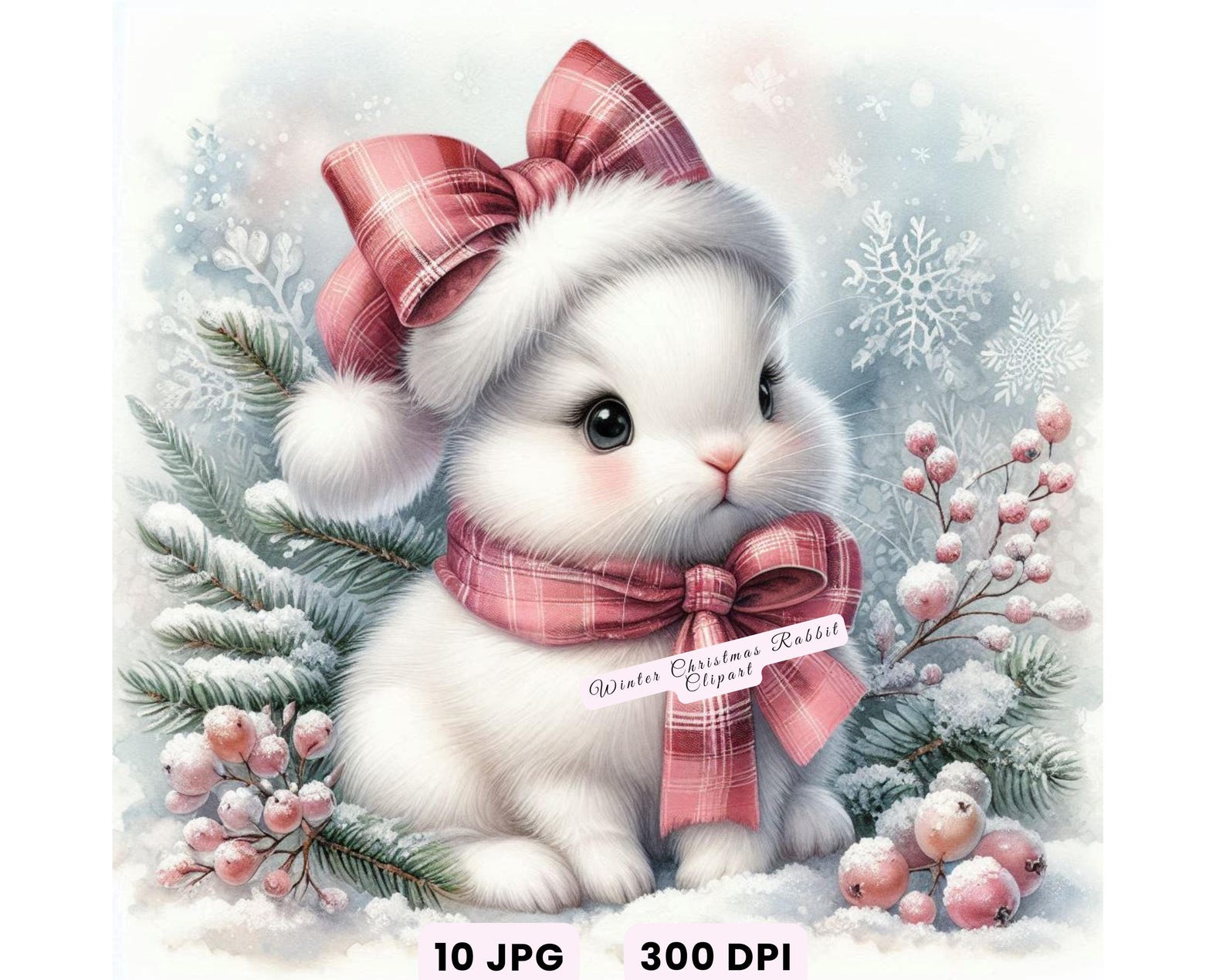 Christmas Animals Clip Art, High Res Winter Christmas Rabbit Clipart ...