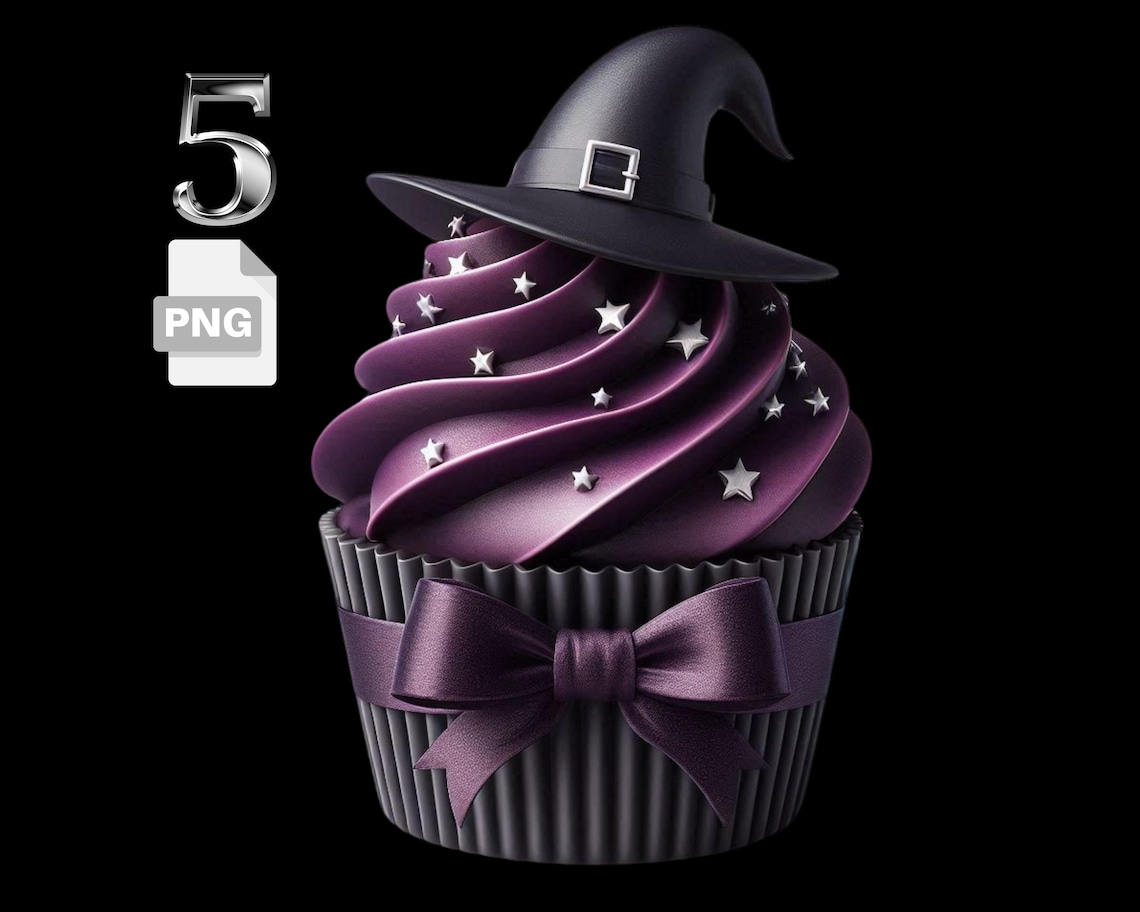 Halloween Witch Hat Cupcake Clipart: Spooky PNG Digital Download - Etsy