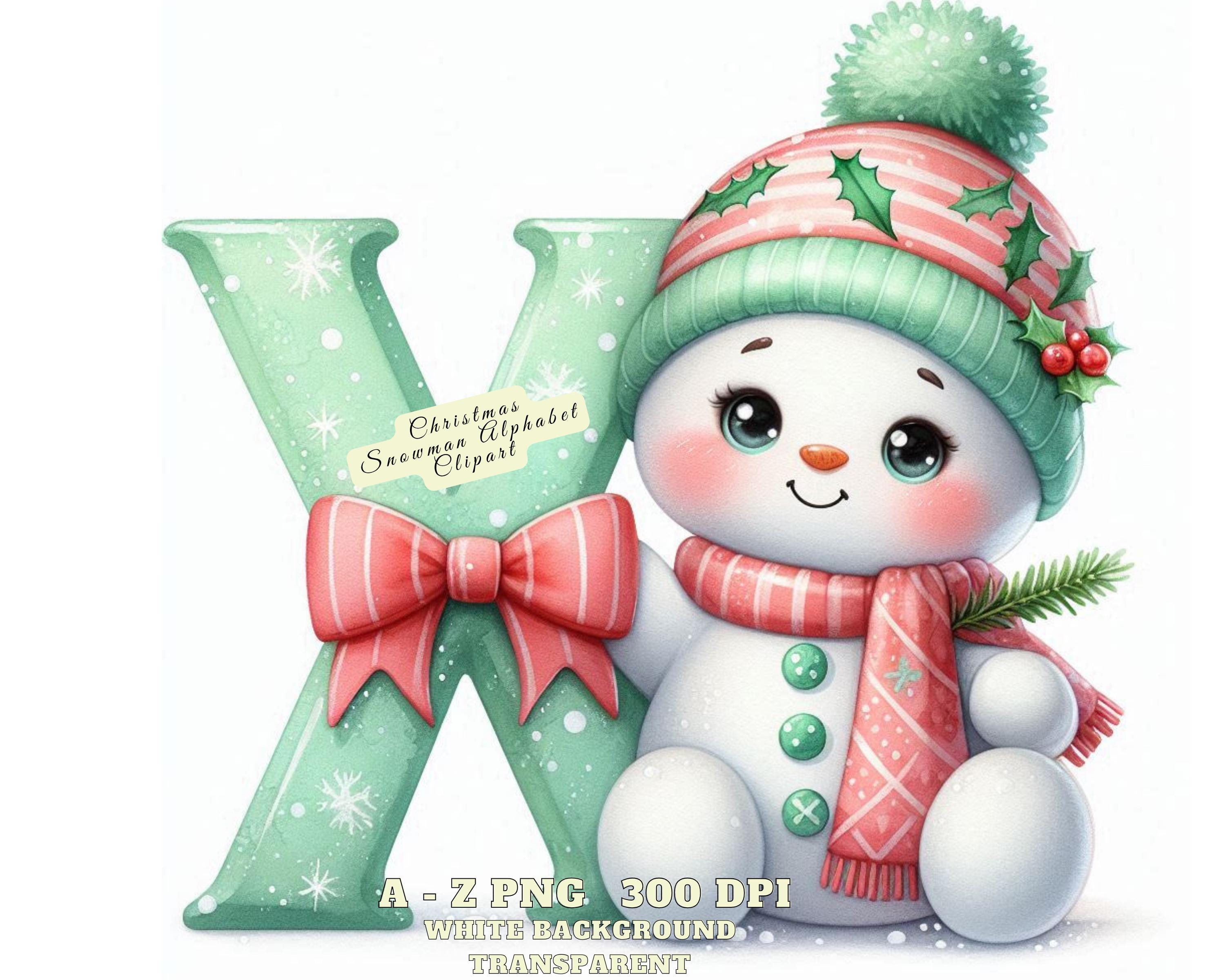 Christmas Snowman Alphabet Clipart, Happy Snowman Alphabet Clipart ...