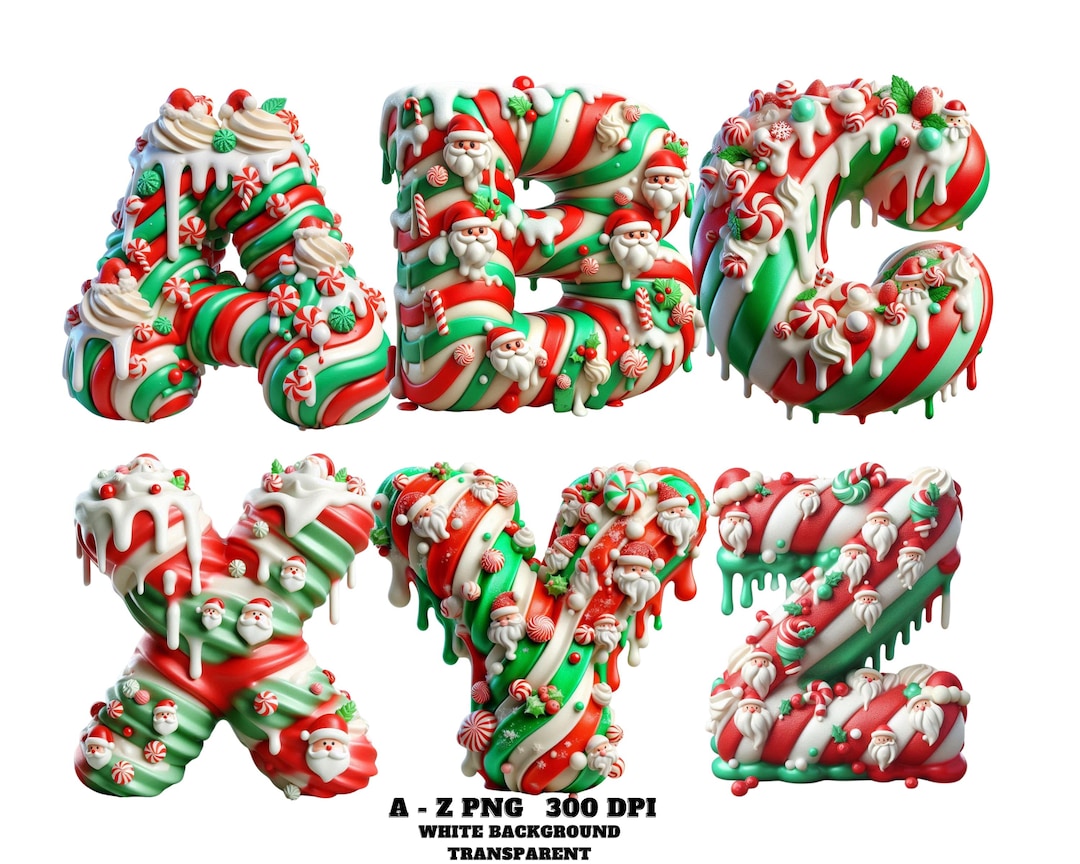Alphabet Clipart, Christmas Holiday Alphabet, Sweet Xmas Santa Alphabet ...