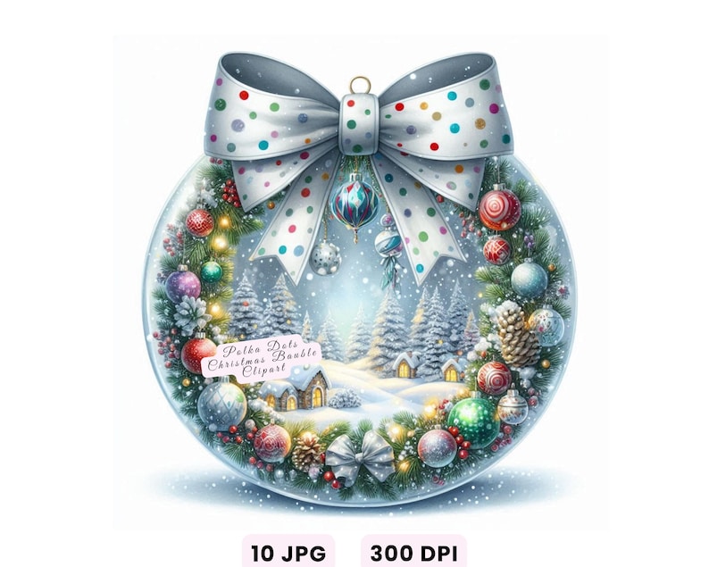 Christmas Ball Clipart, Xmas Ornaments Clipart, Polka Dots Christmas ...