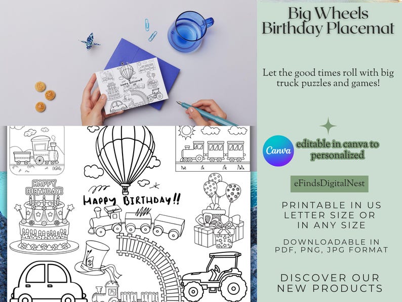 Birthday Monster Big Truck Birthday Placement Activity Sheets ...