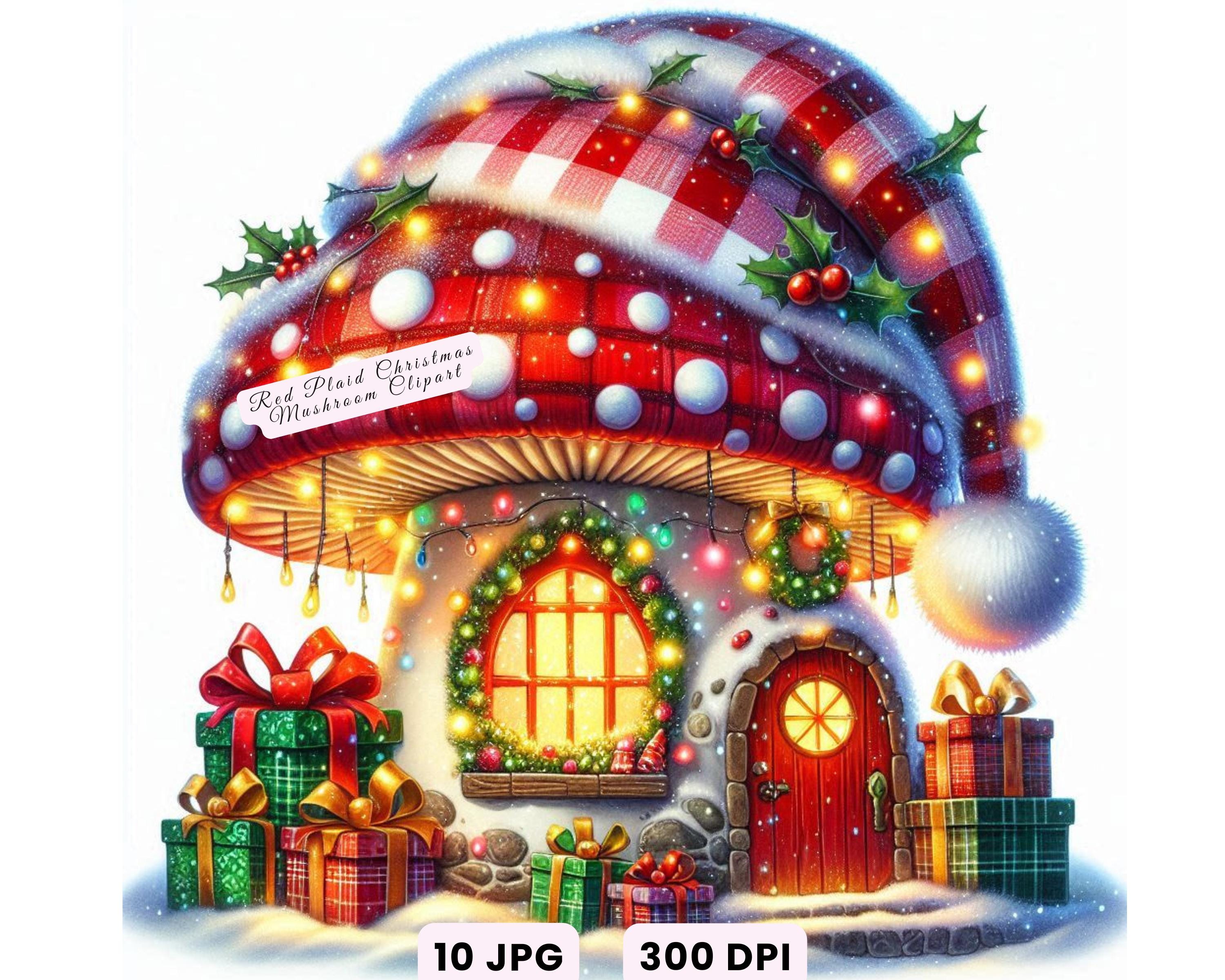 Christmas House Clipart, Winter House Clipart, Christmas Mushroom House ...