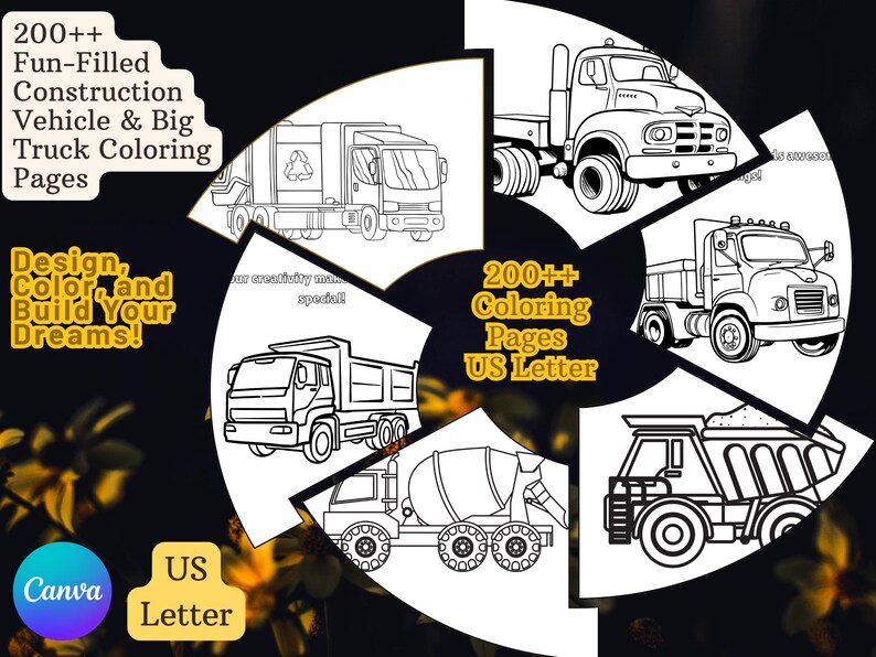 Construction Vehicle Big Truck Coloring Pages With Affirmations, Kids ...