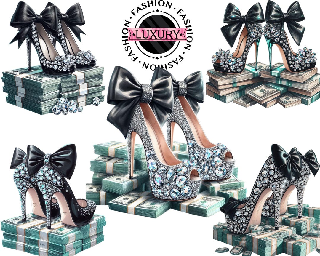 High Heels Clipart, Boss Babe Clipart, Black High Heels With Money ...