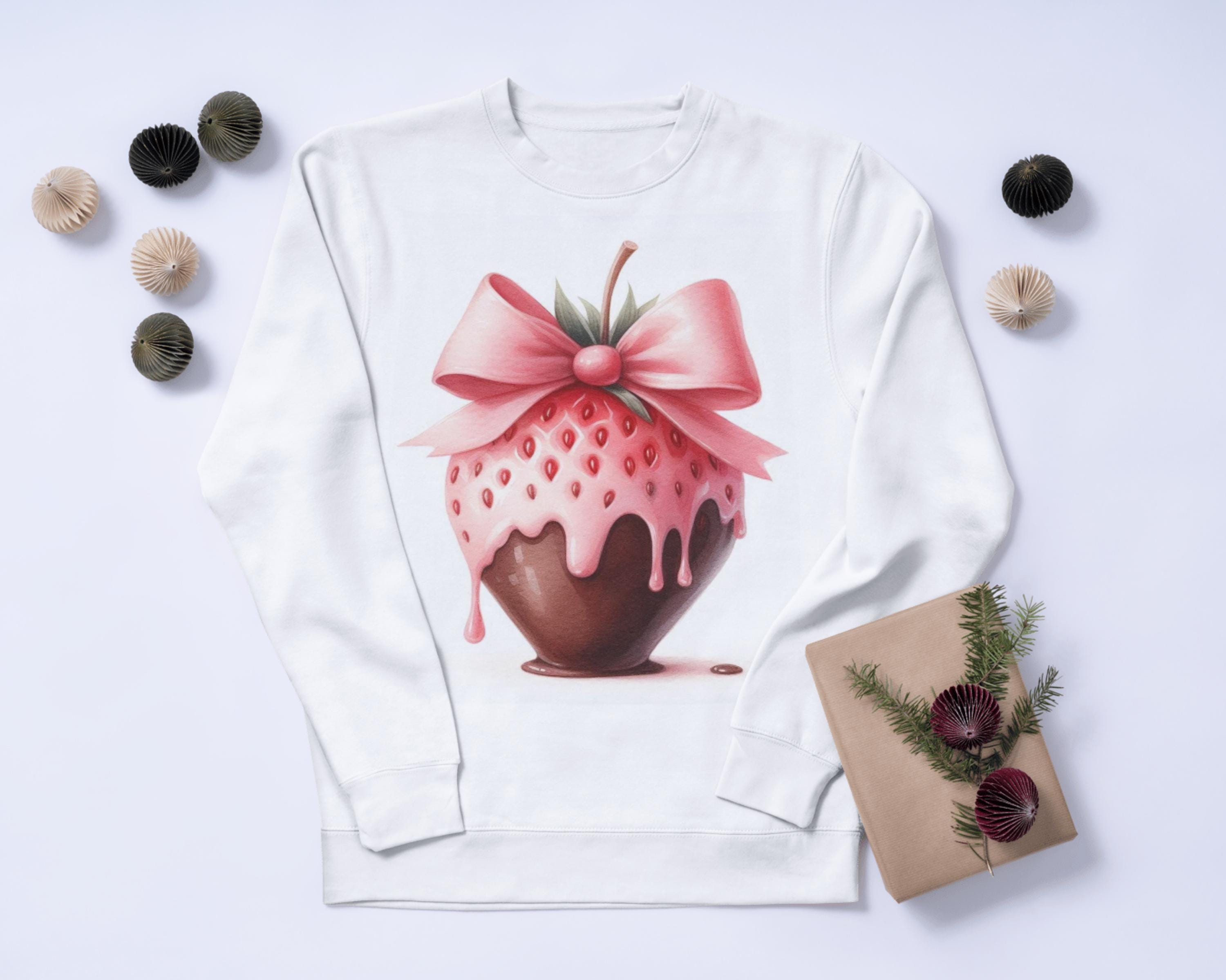 Watercolor Chocolate Covered Pink Strawberries Clipart, Romantic ...
