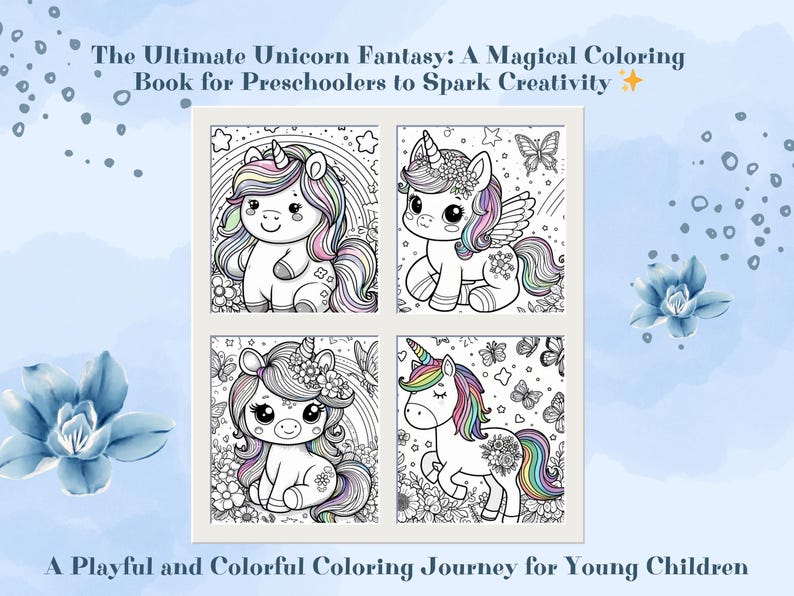 Magical Unicorn Coloring Pages for Toddlers Preschoolers, Cute, Fun ...