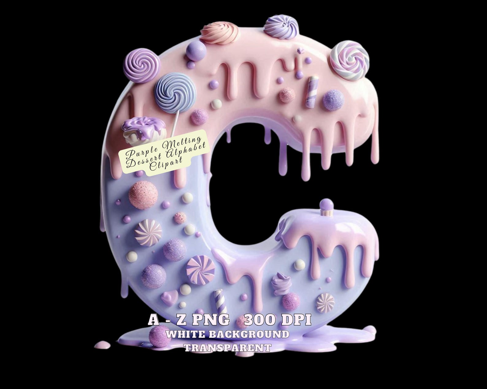 Alphabet Clipart, Purple Melting Dessert Alphabet Clipart, Melting ...