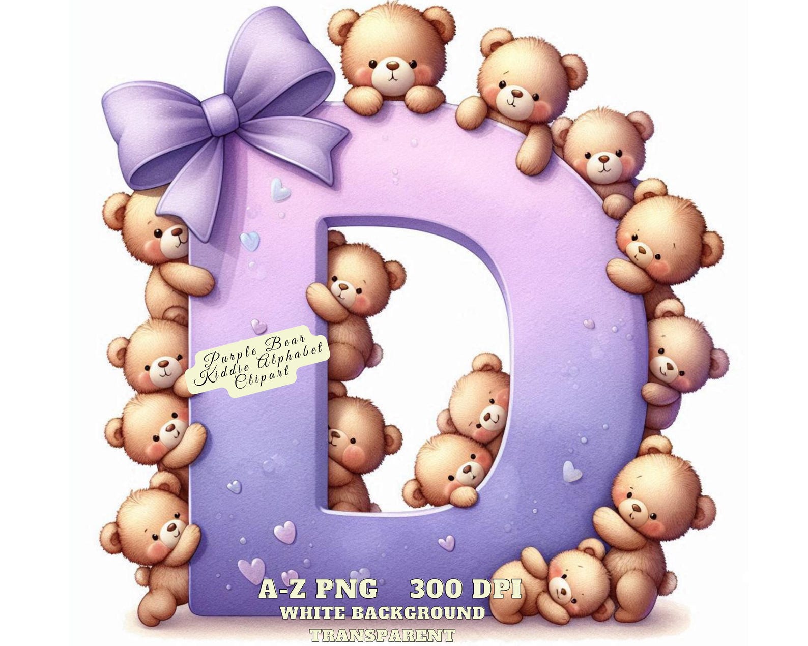 Alphabet Clipart, Kiddie Letters PNG, Purple Bear Kiddie Alphabet ...