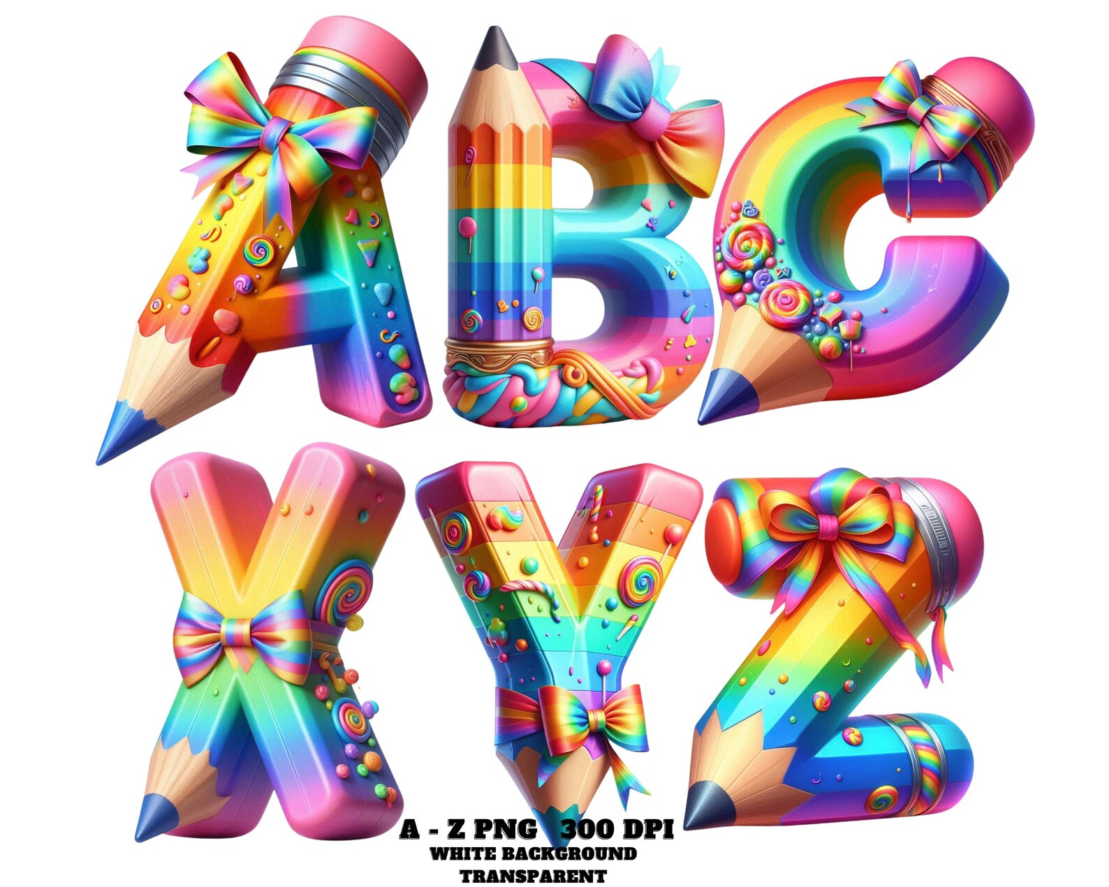 Alphabet Clipart, Pencil Alphabet Clip Art, Colored Pencil Letters PNG ...