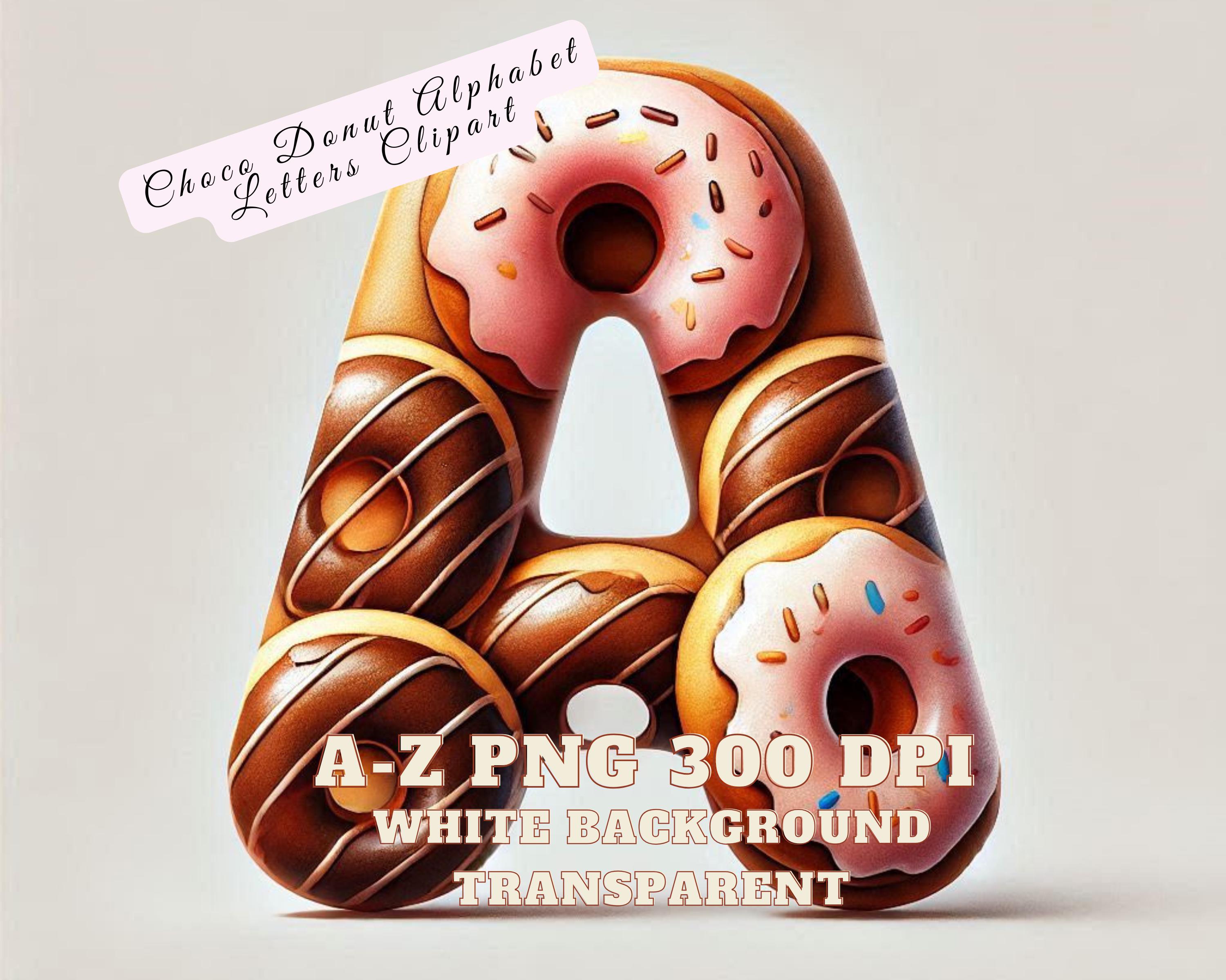 Donut Alphabet Letters, Donut 3D Letters PNG, Donut Alphabet Clipart ...