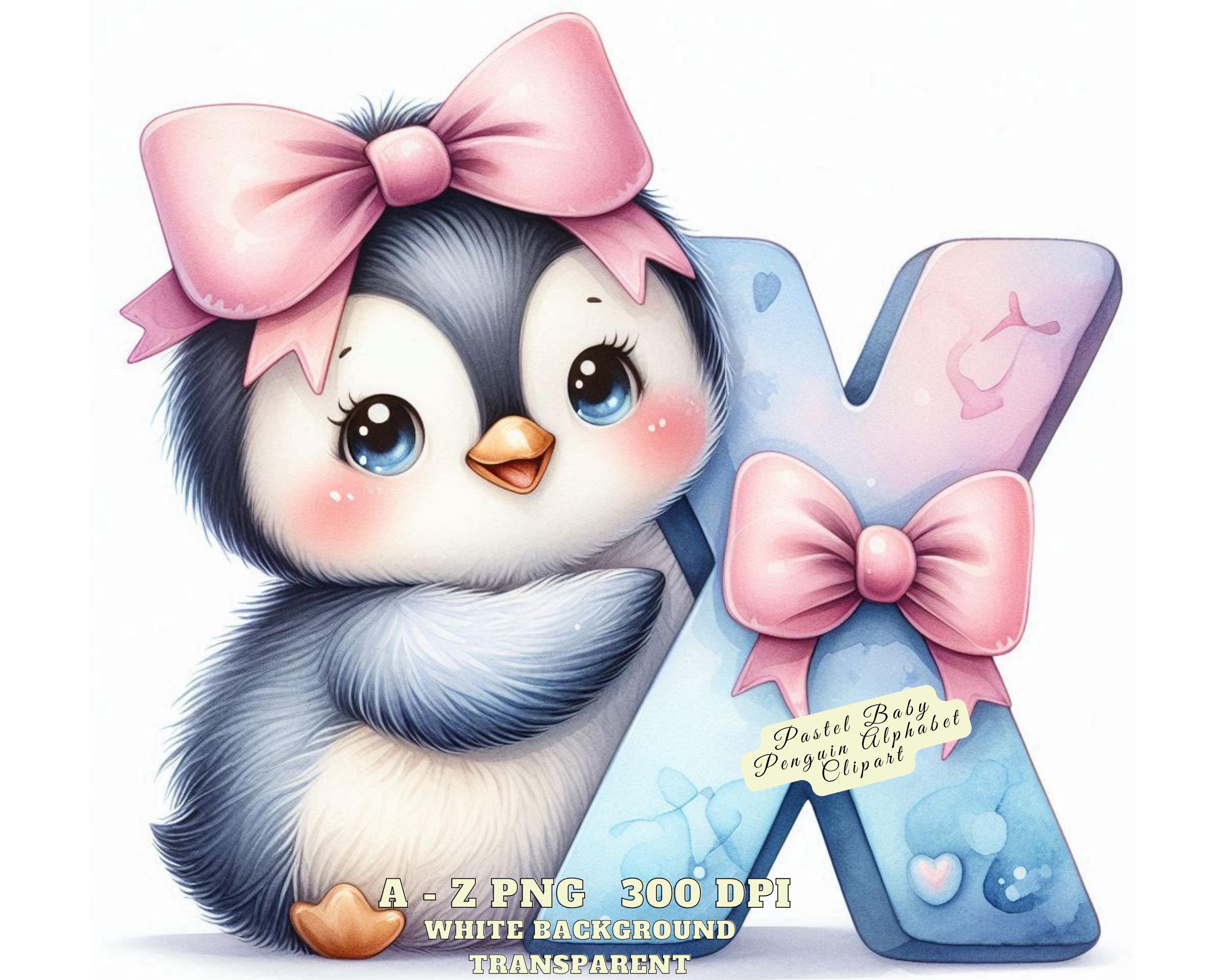 Penguin Alphabet PNG Font, Watercolor Cute Animal Alphabet Clipart ...