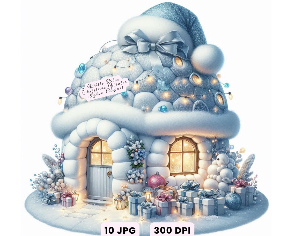 Winter House Clipart, Christmas House Clipart, 10 Whimsical Igloo ...