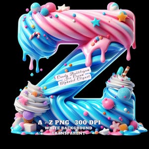 Alphabet Clipart PNG – Candy Bubblegum Ice Cream Letters A–Z, Melting ...