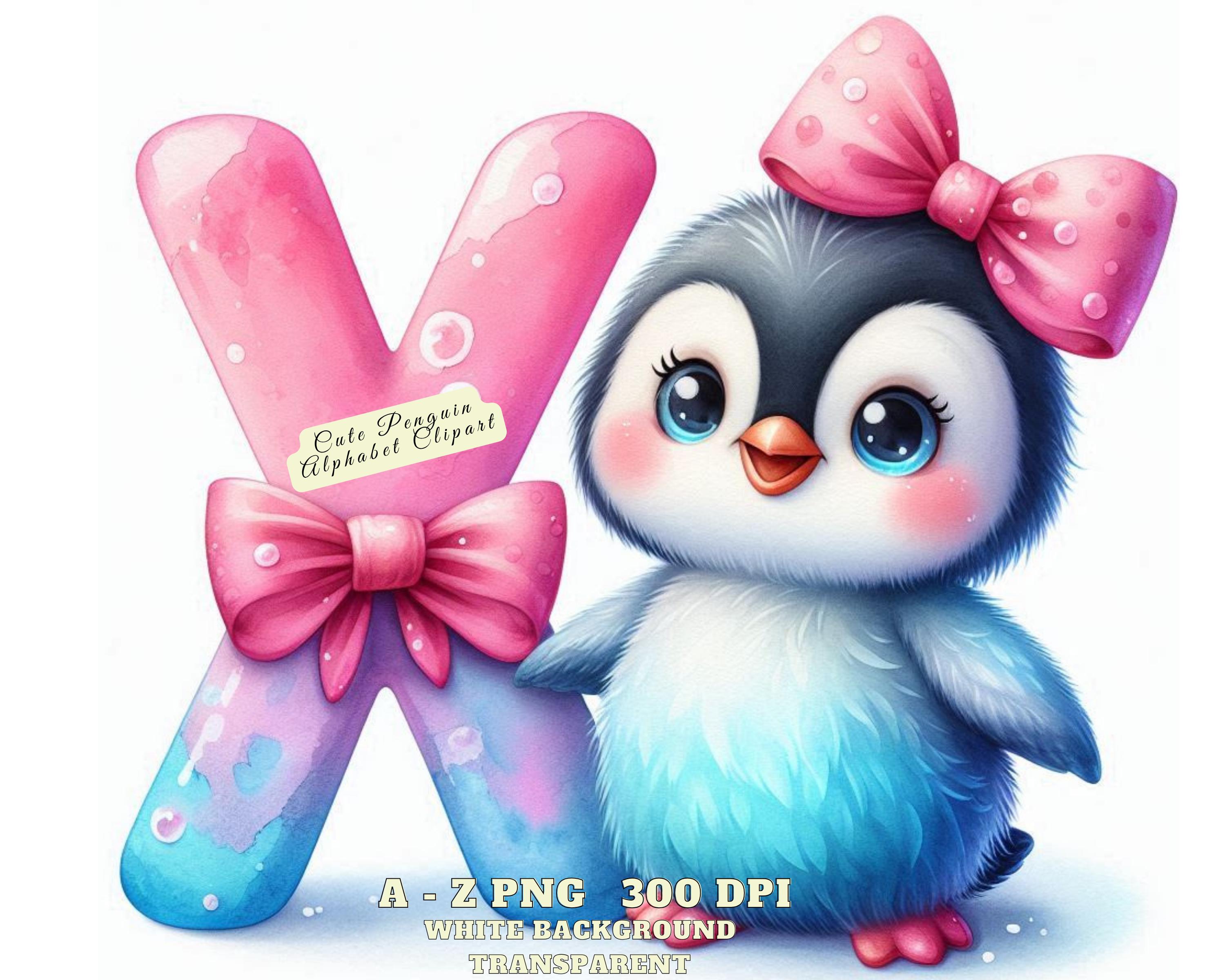 Watercolor Animal Alphabet Clipart, Cute Penguin Alphabet Clipart, Cute ...
