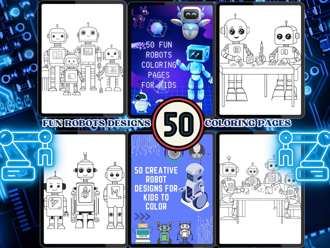 Fun Robot Coloring Pages for Kids, Robot Birthday Activity Pages ...