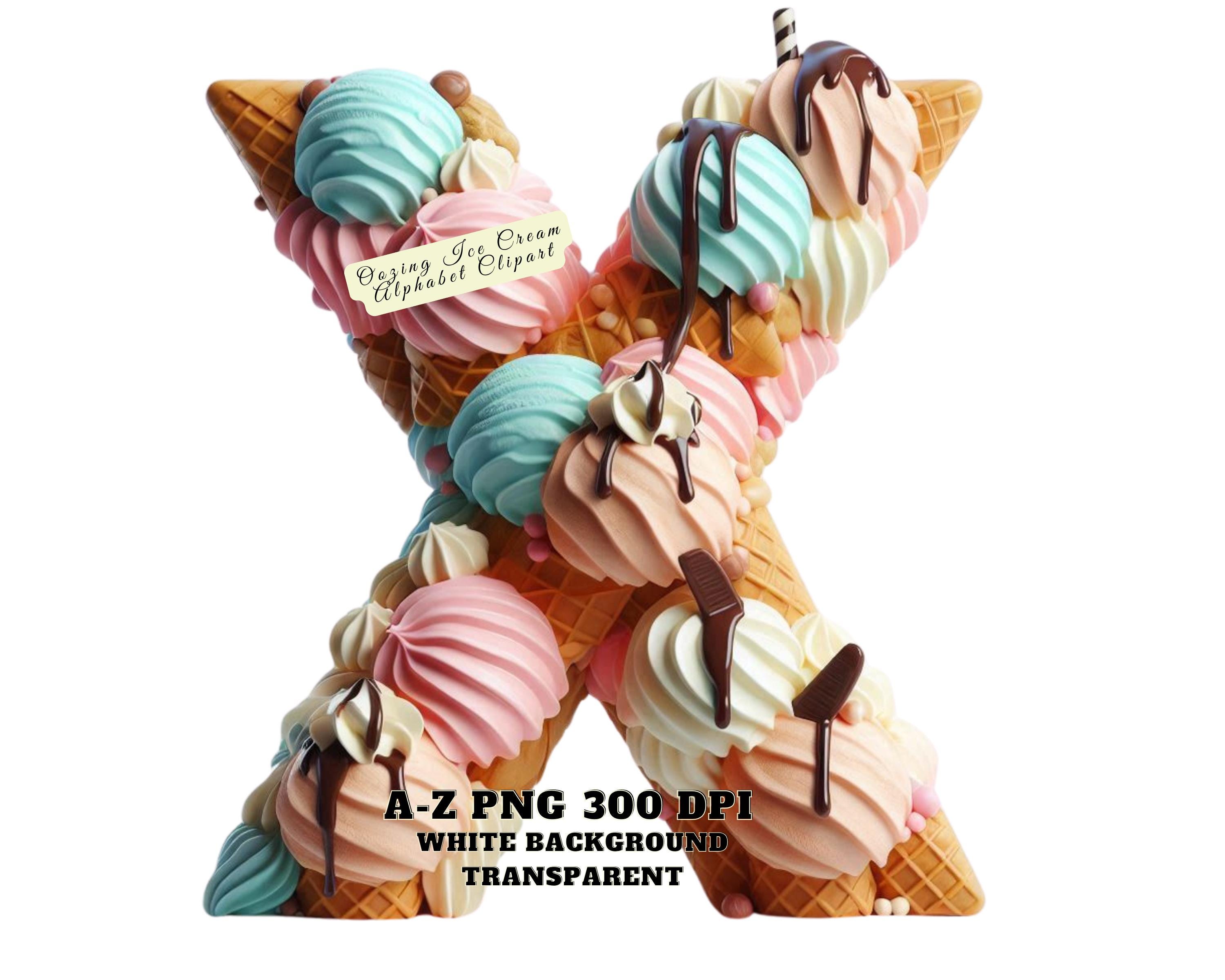 Ice Cream Alphabet Clipart, Oozing Dripping Letters PNG, Sweet Dessert ...