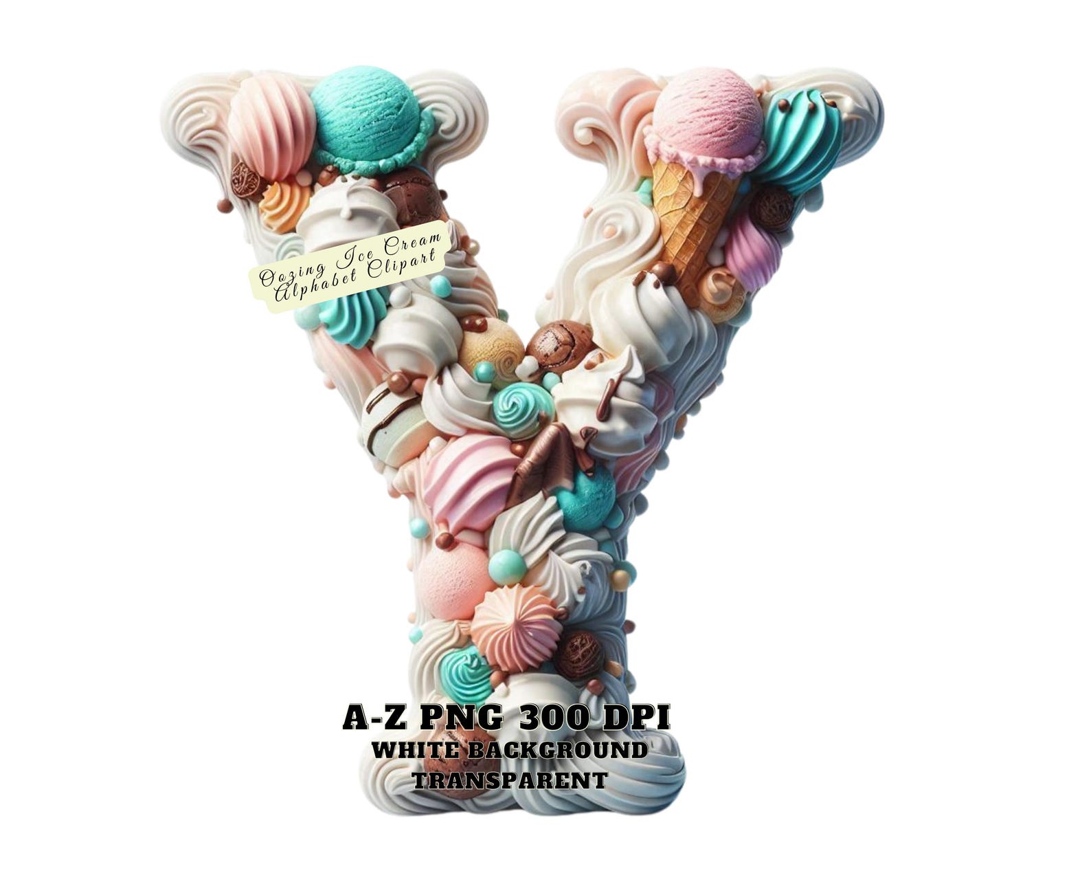 Ice Cream Alphabet Clipart, Oozing Dripping Letters PNG, Sweet Dessert ...