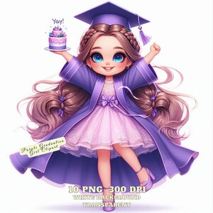 Purple Graduation Girl Clipart PNG, Cute Graduate Digital Download ...