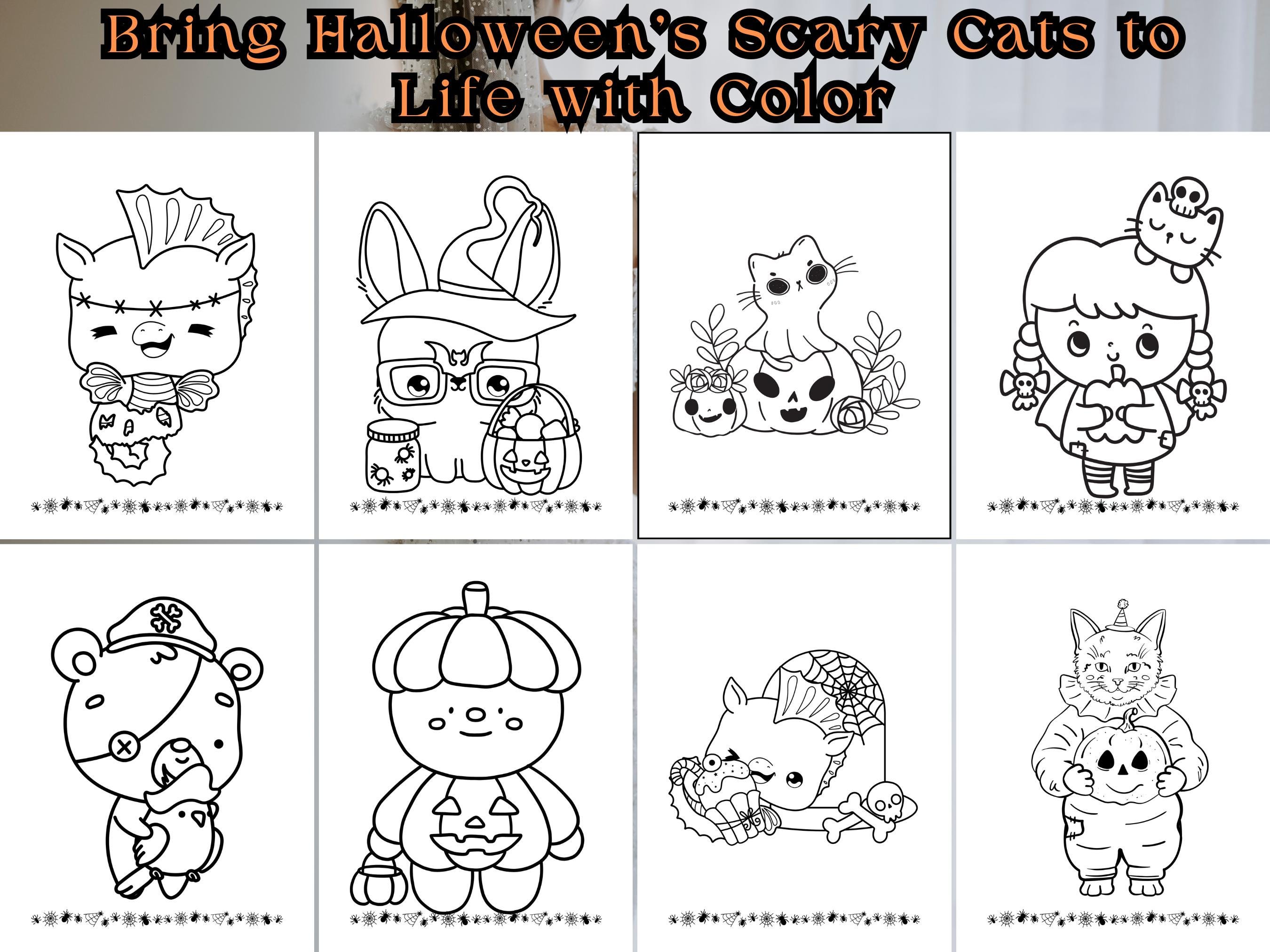 Halloween Spooky Cat Coloring Pages, Halloween Color Pages Cats, Cats ...