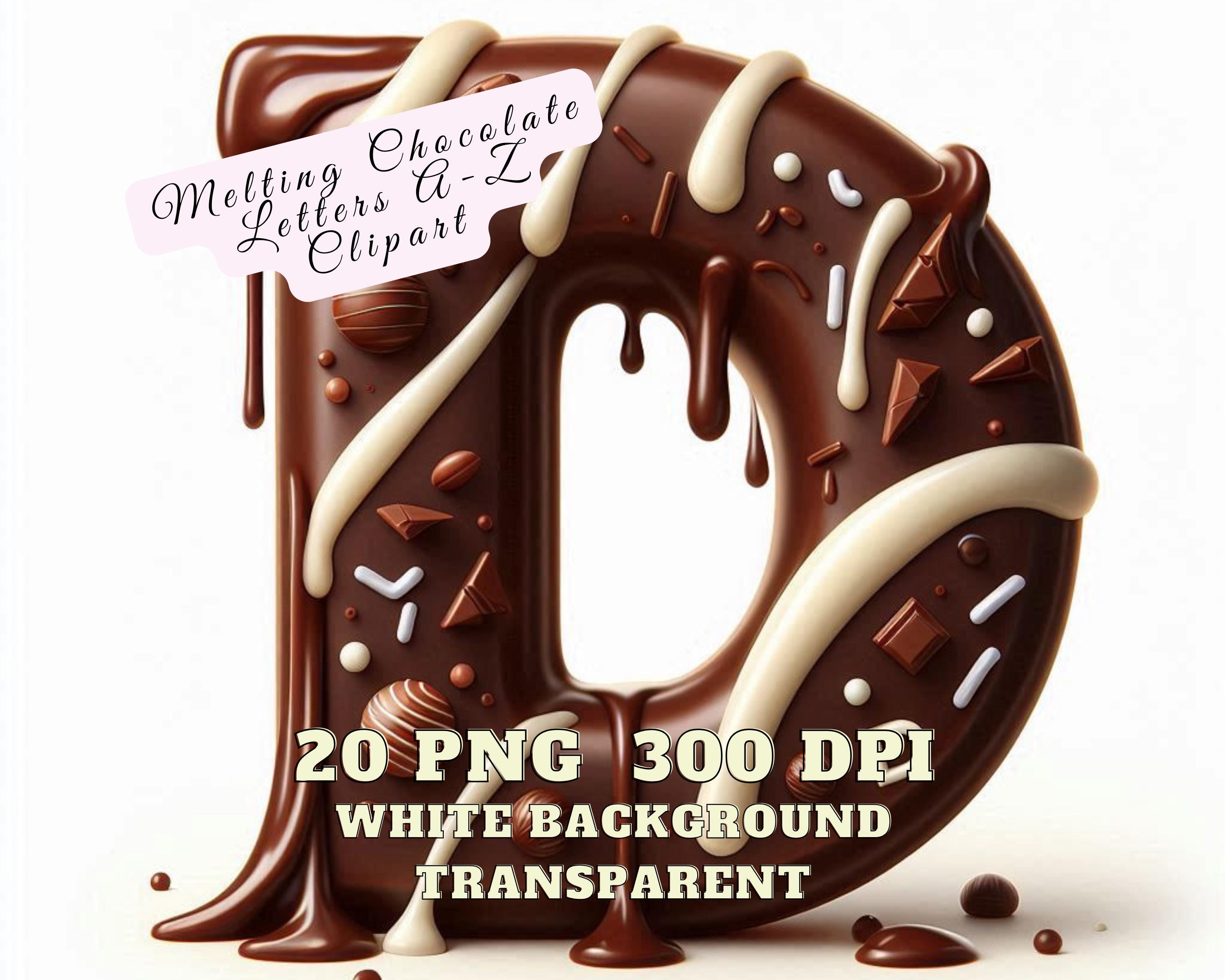 Chocolate Alphabet Clipart, Melting Chocolate Letters A-Z Clipart, 3D ...