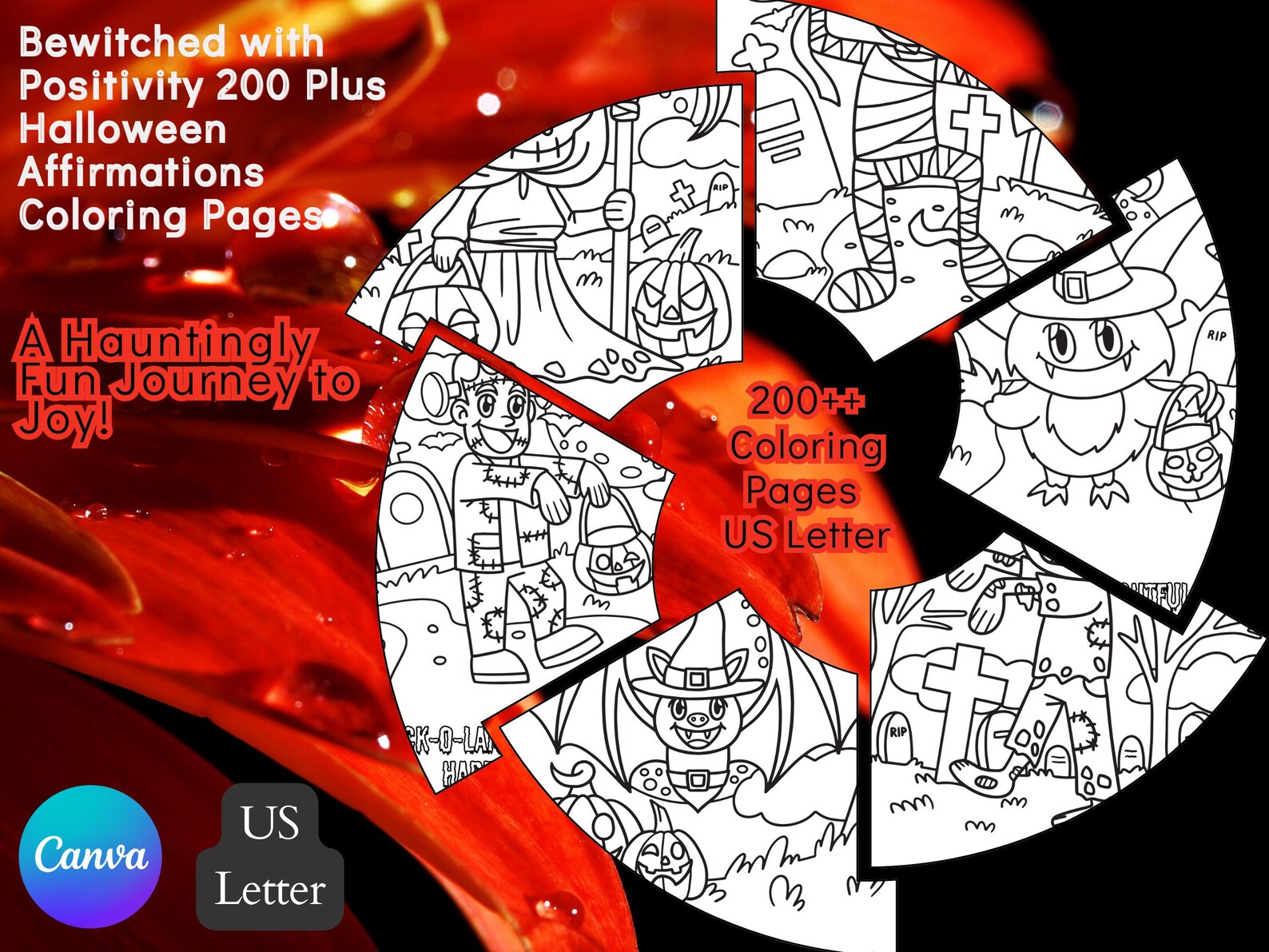 Halloween Coloring Sheets With Spooky Positive Affirmations Adult ...