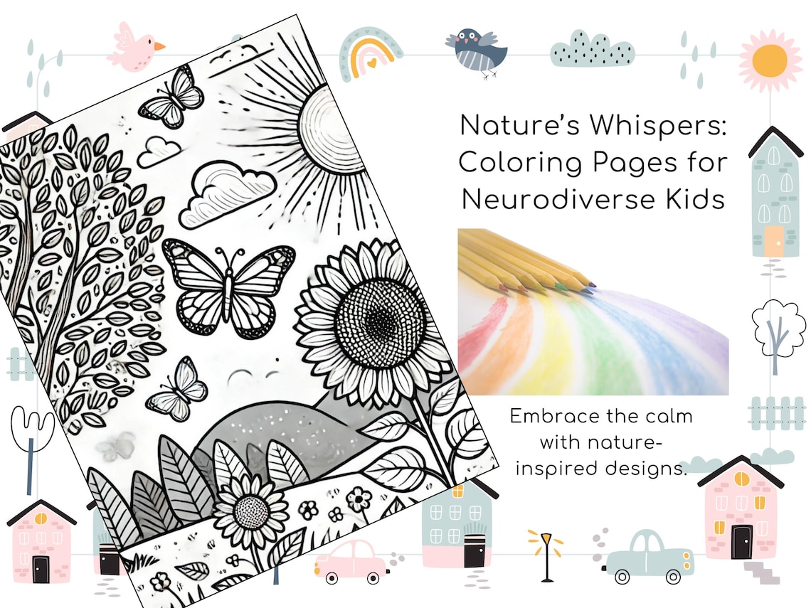 50 Nature-themed Coloring Pages for Neurodiverse Kids, Neurodiversity ...